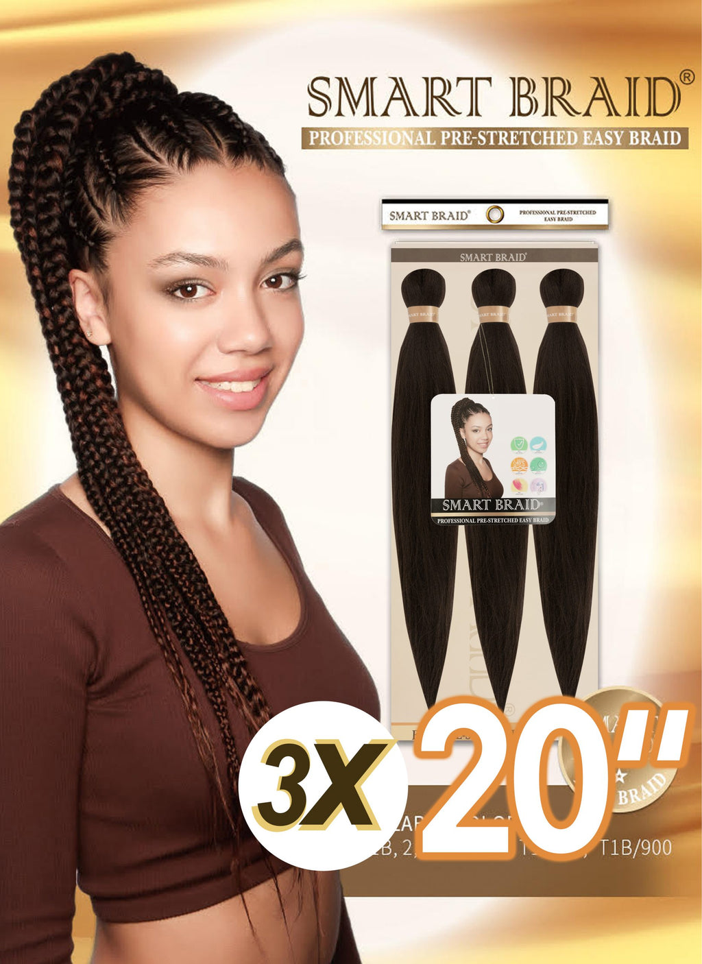 Smart Braid Pre-Stretched 3X PACK 20” – Shaba Cosmetics