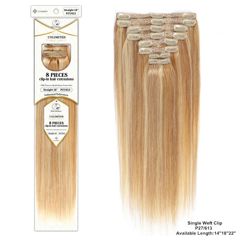 DRESSMAKER 8 PIECES CLIP-IN-HAIR EXTENSIONS SINGLE WEFT STRAIGHT ...